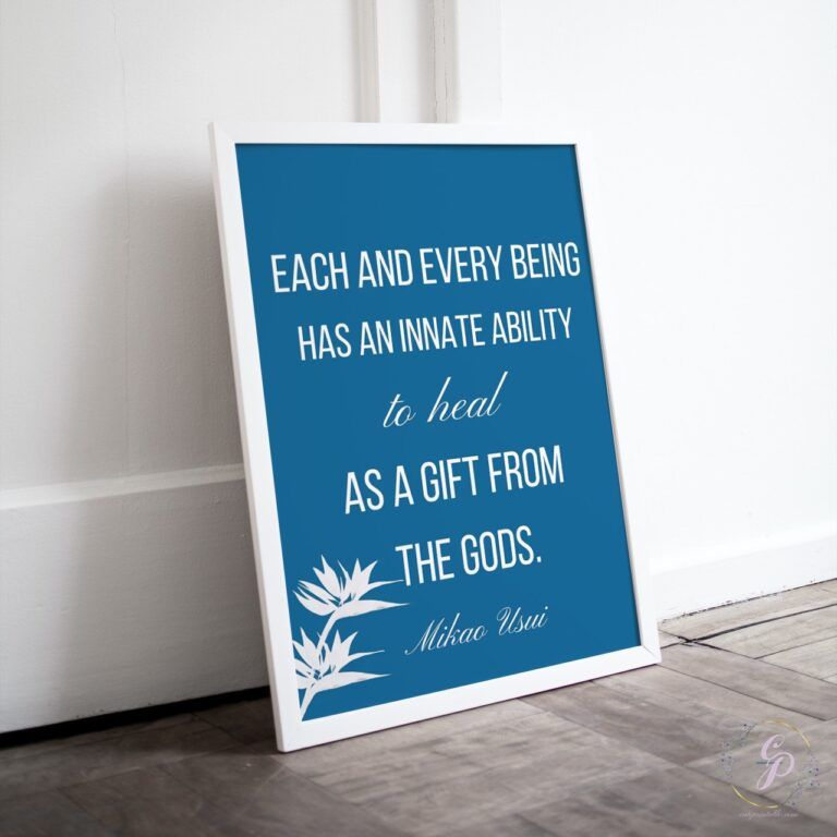 set of 3 Blue & White Mikao Usui Quotes | Cute Printable