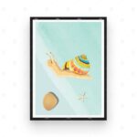 Boho Ocean Blue Nursery Snail Wall Art | Cute Printable