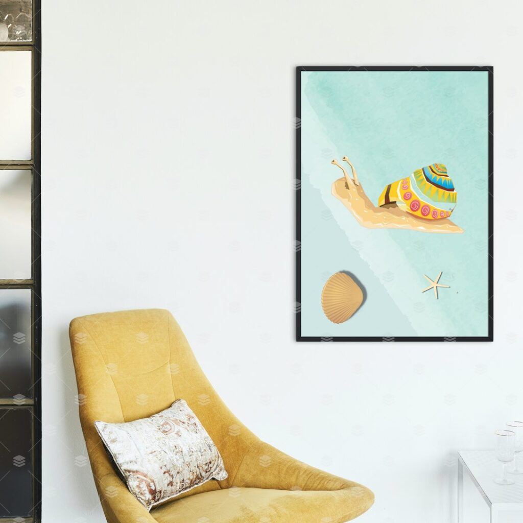 Boho Ocean Blue Nursery Snail Wall Art | Cute Printable