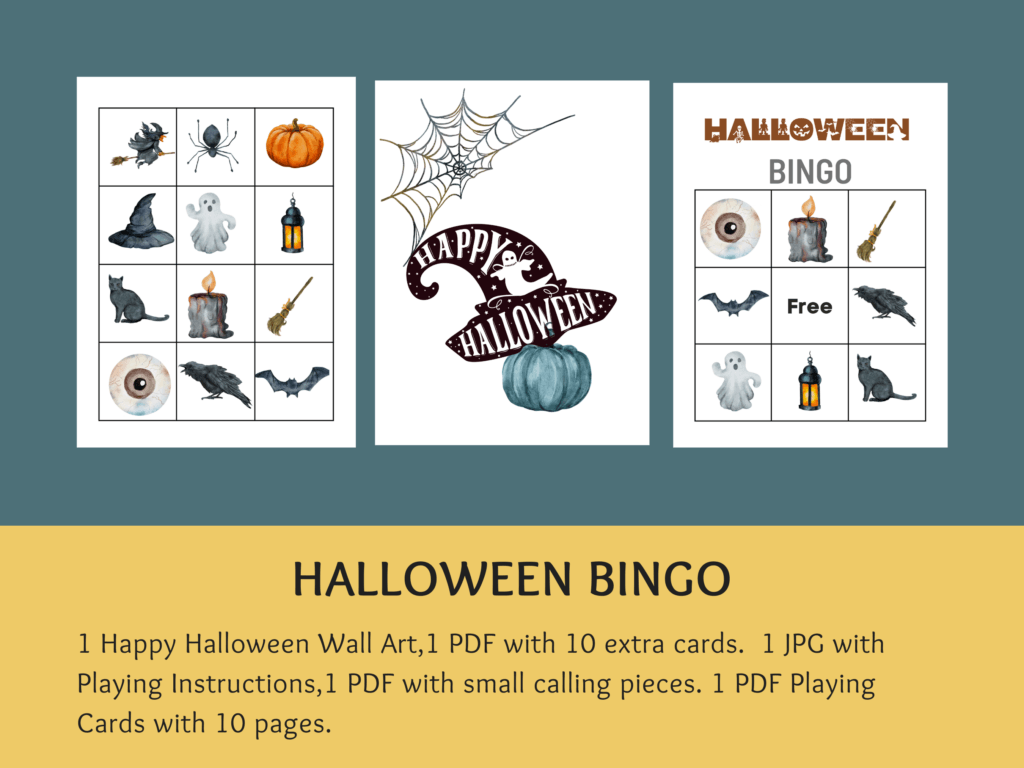 Halloween BINGO Game with Free Wall Art – Kid’s Printable Bingo Game ...