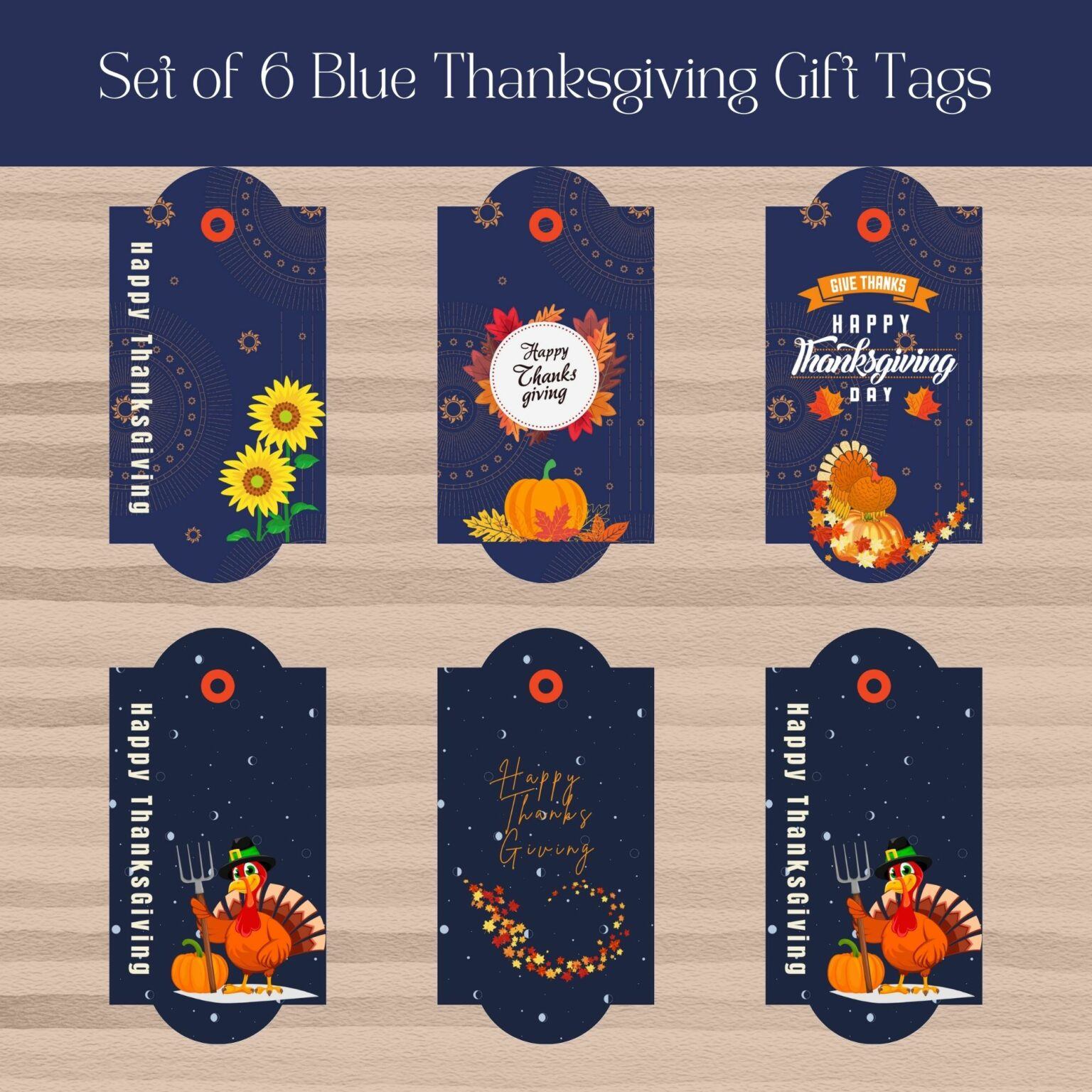 Set of 6 Thanksgiving Text Gift Tags | Cute Printable