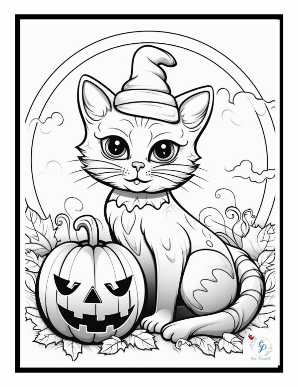 Halloween Cat Coloring Pages for Kids & Adults | Cute Printable