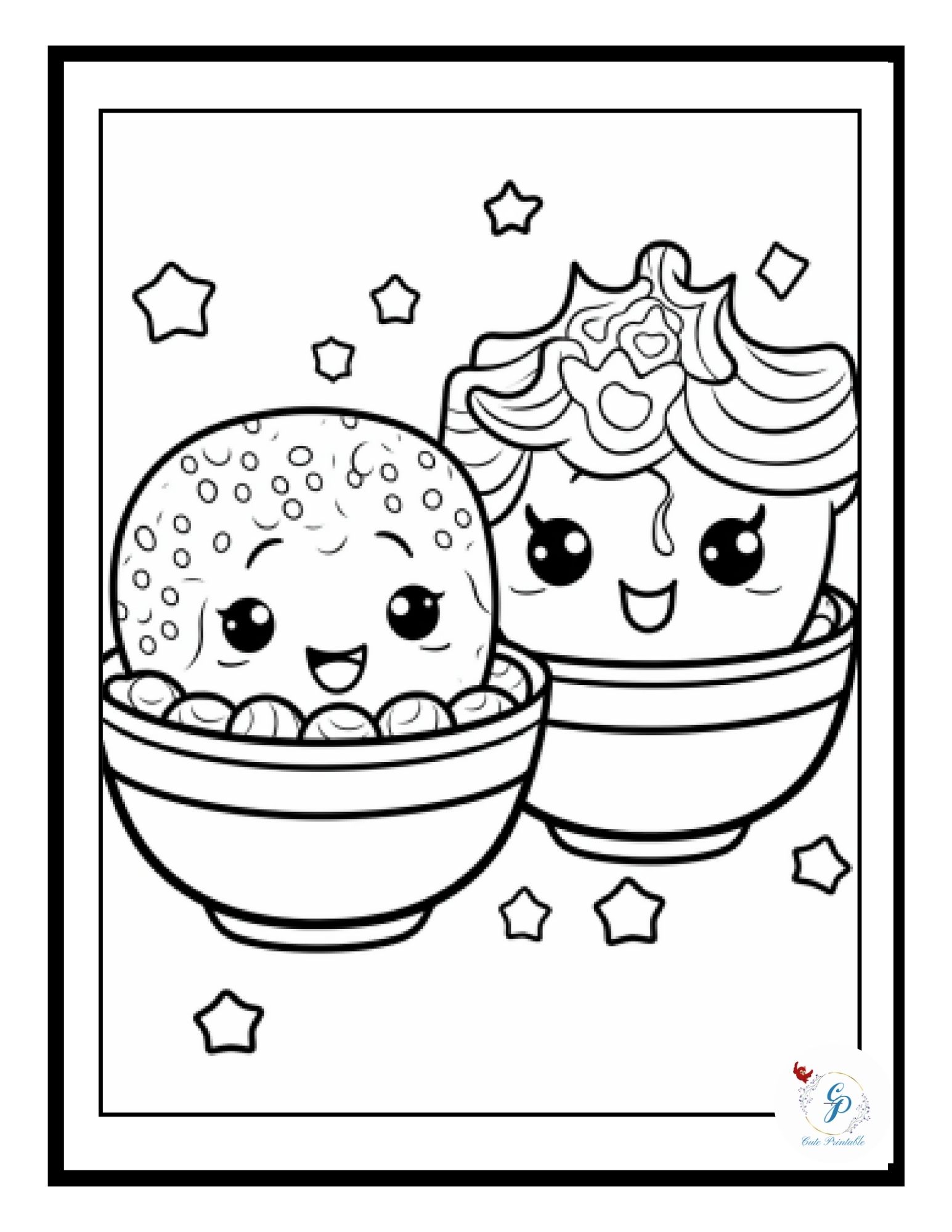 65 Free Cute Kawaii Food Coloring Pages for Kids & Adults | Cute Printable