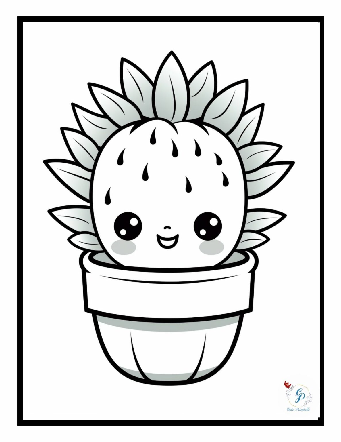 60 Cute Kawaii Cactus Coloring Pages | Cute Printable