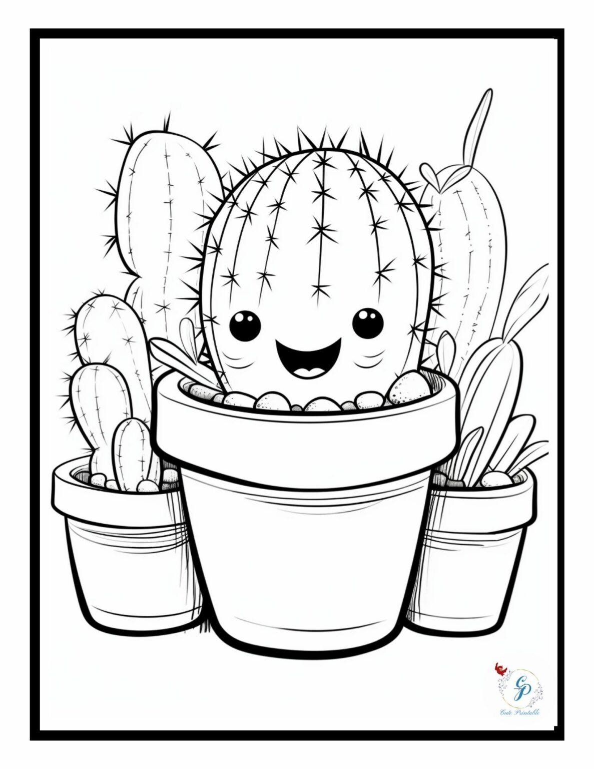 60 Cute Kawaii Cactus Coloring Pages | Cute Printable