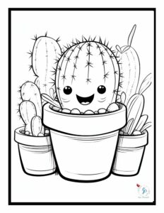 60 Cute Kawaii Cactus Coloring Pages | Cute Printable