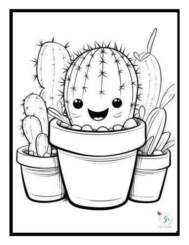 60 Cute Kawaii Cactus Coloring Pages | Cute Printable