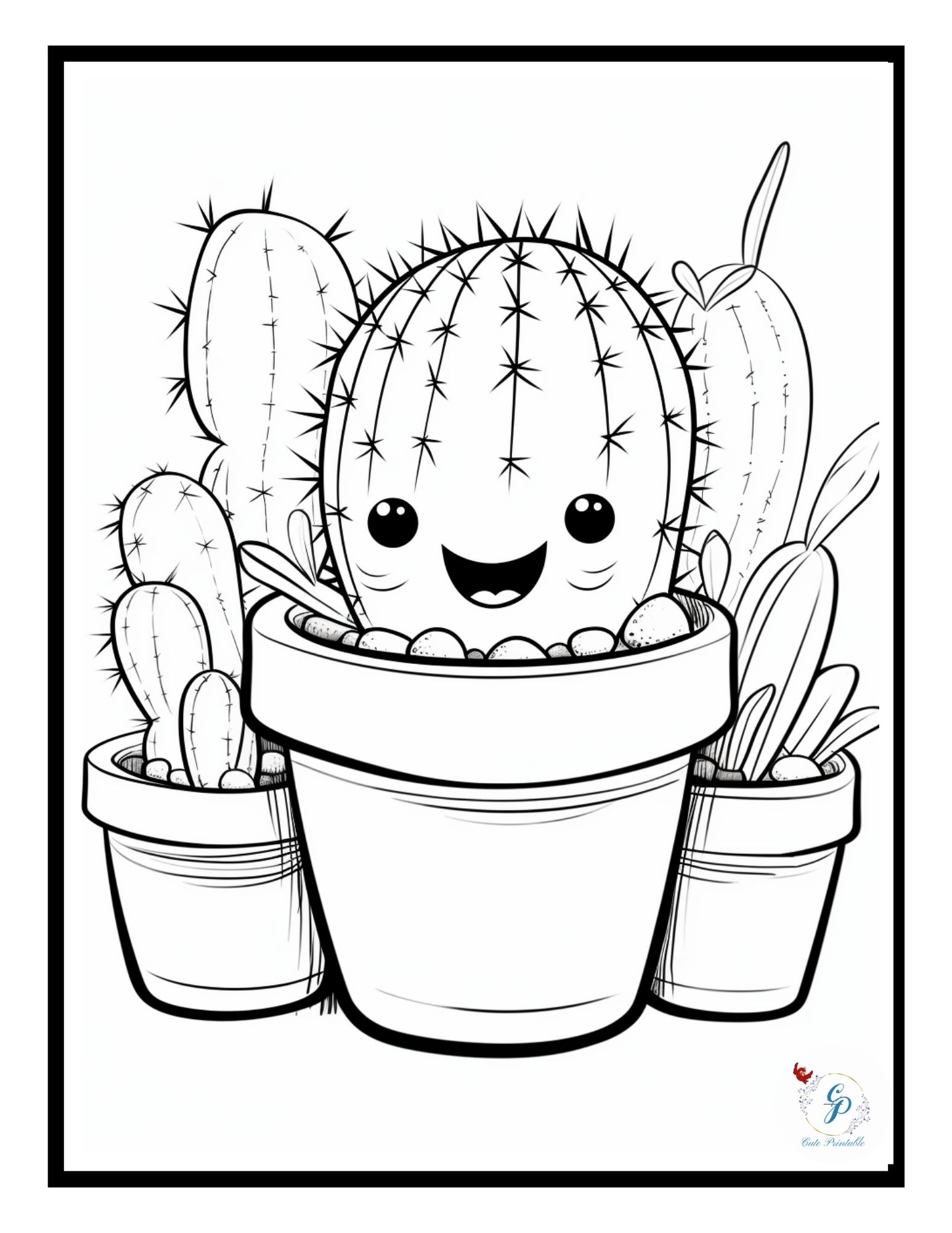 60 Cute Kawaii Cactus Coloring Pages | Cute Printable