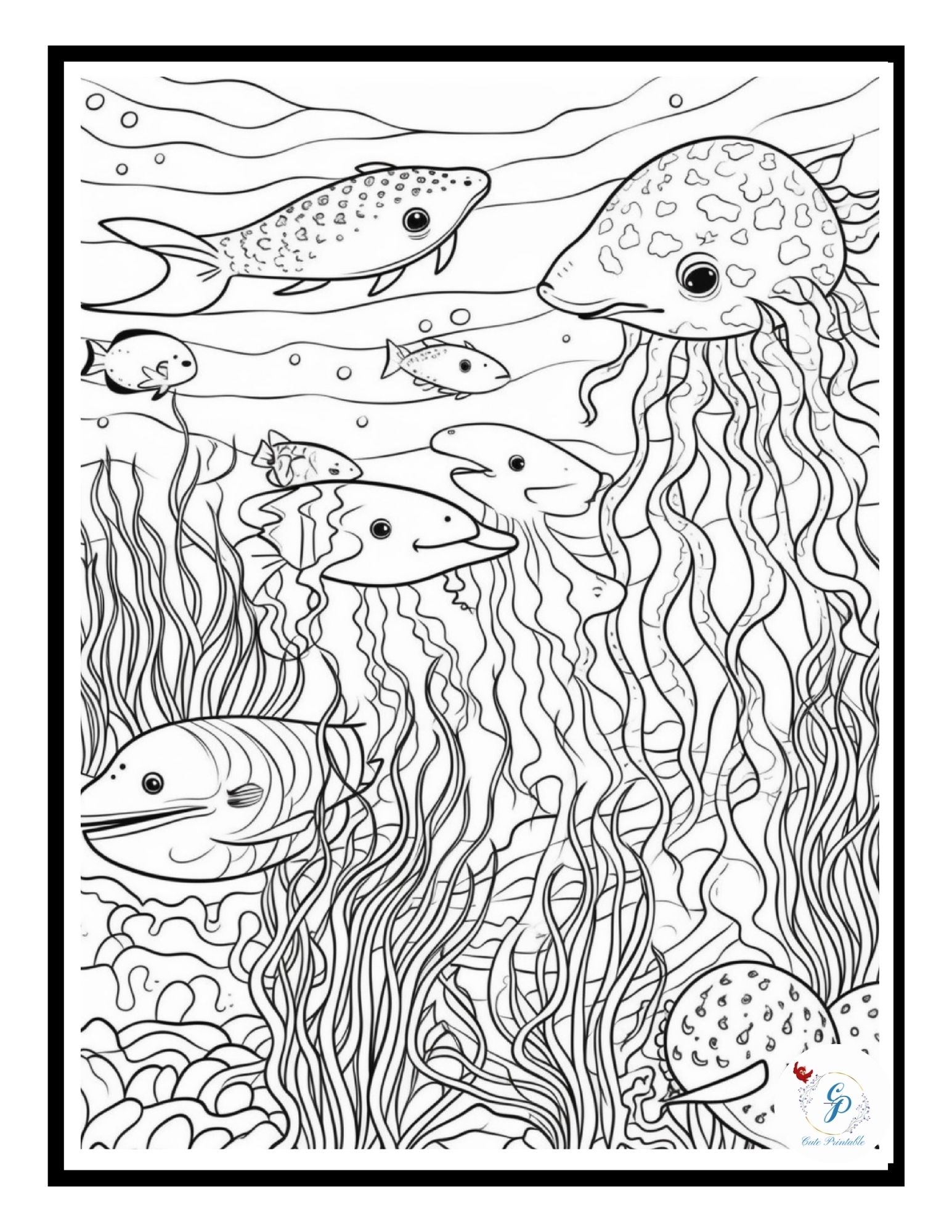 110 Ocean Animals Coloring Pages for Kids | Cute Printable