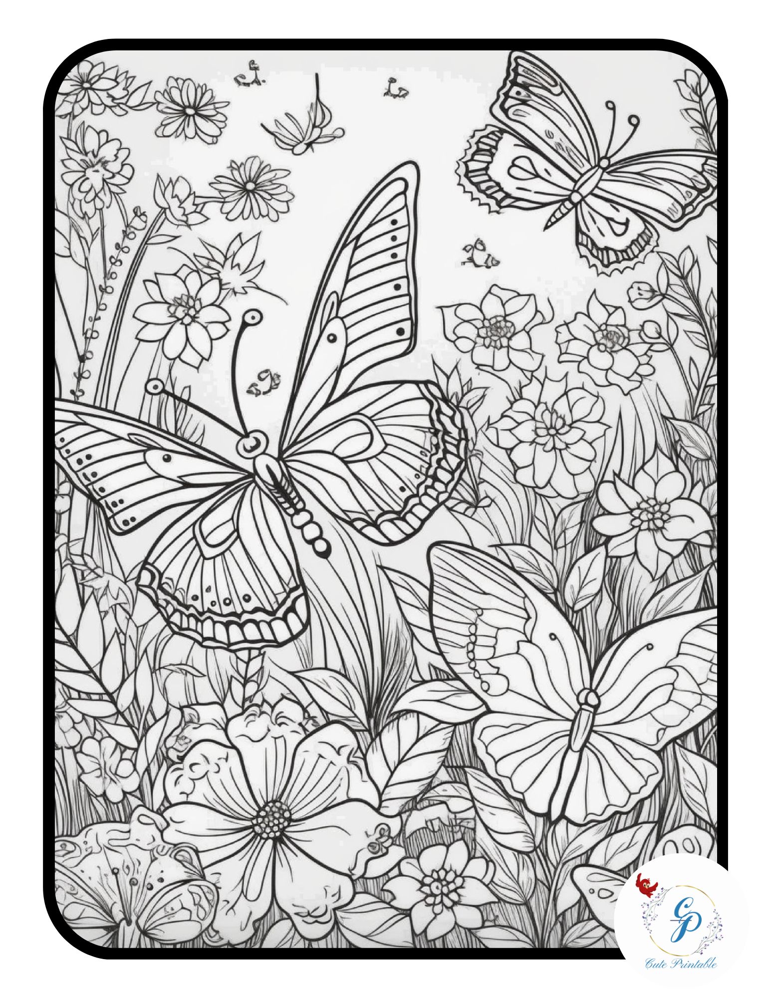 Butterfly Coloring Pages For Kids & Adults | Cute Printable