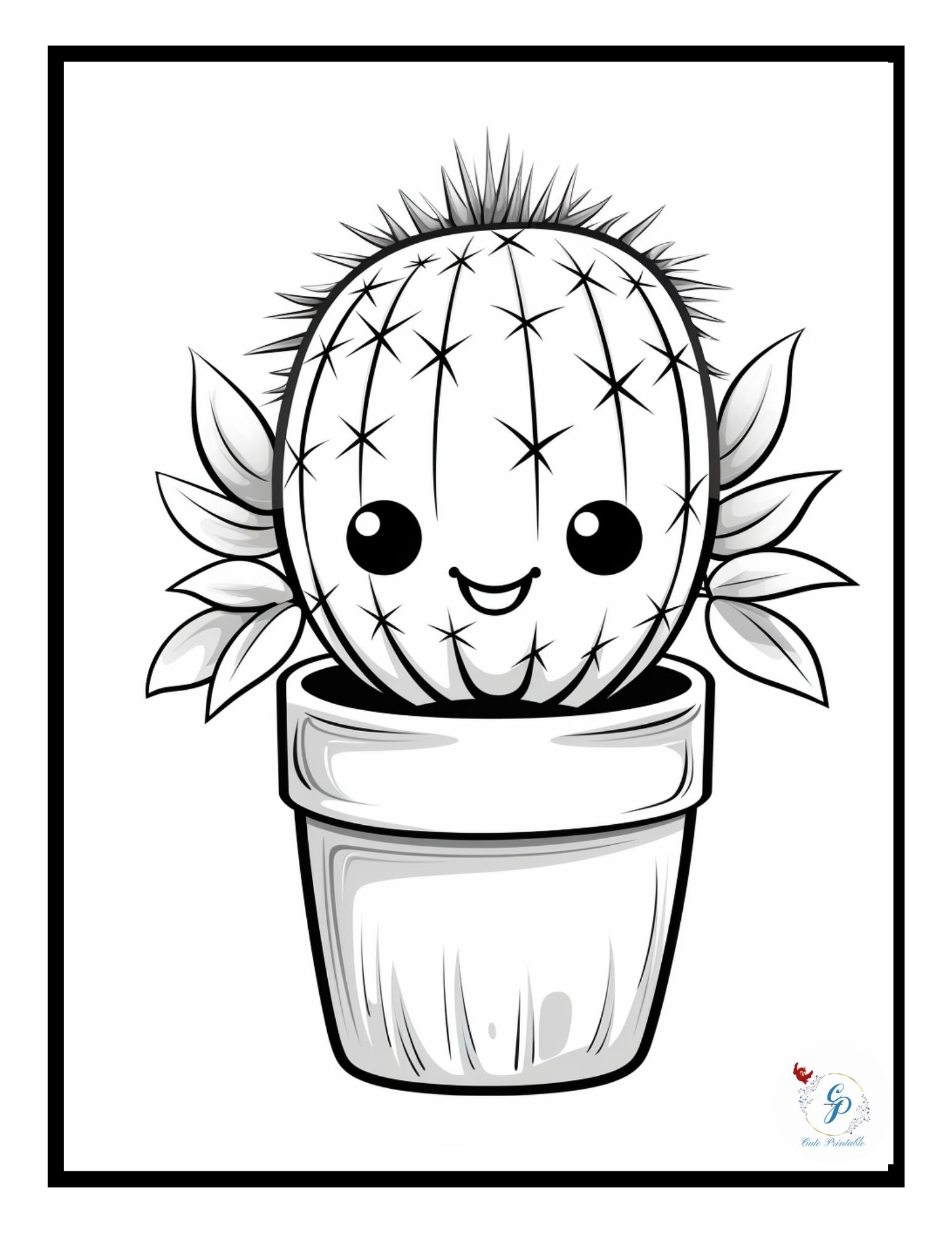 60 Cute Kawaii Cactus Coloring Pages | Cute Printable