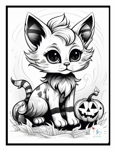 Halloween Cat Coloring Pages for Kids & Adults | Cute Printable