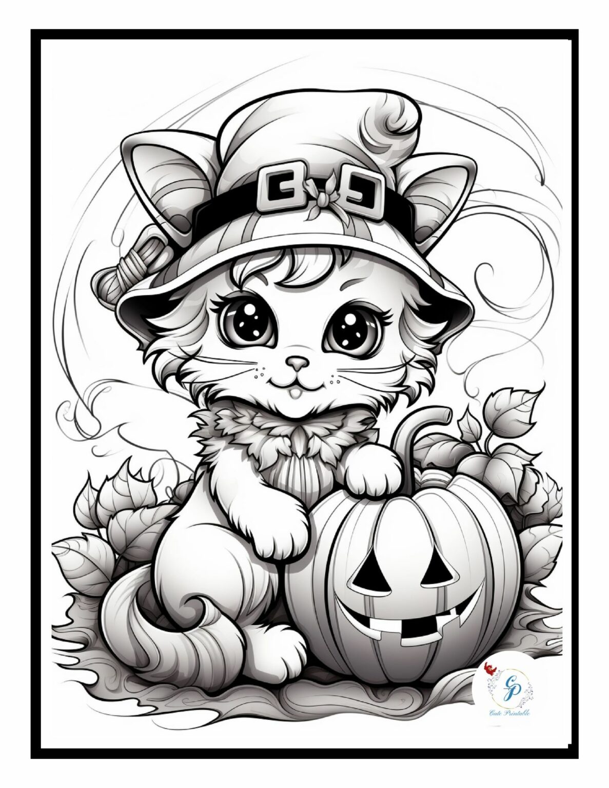 Halloween Cat Coloring Pages for Kids & Adults | Cute Printable