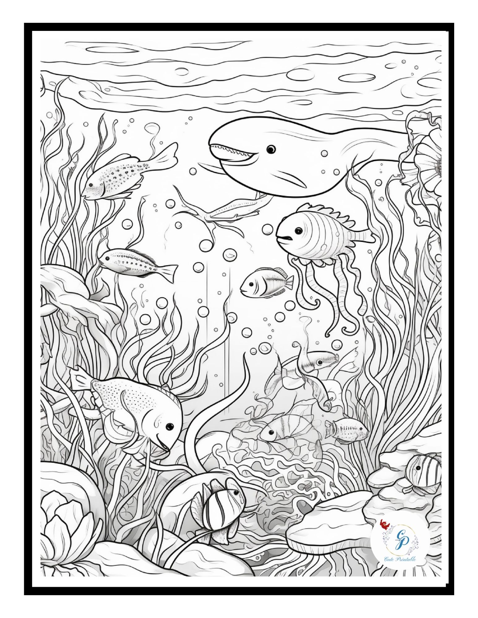 110 Ocean Animals Coloring Pages for Kids | Cute Printable