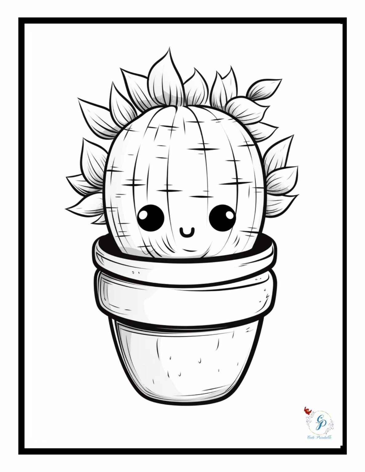 60 Cute Kawaii Cactus Coloring Pages | Cute Printable
