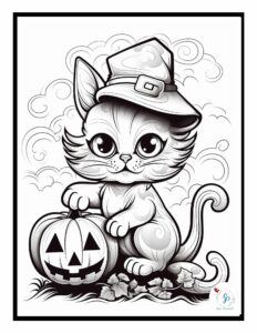 Halloween Cat Coloring Pages for Kids & Adults | Cute Printable