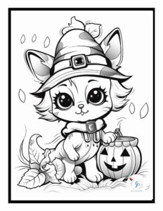 Halloween Cat Coloring Pages for Kids & Adults | Cute Printable