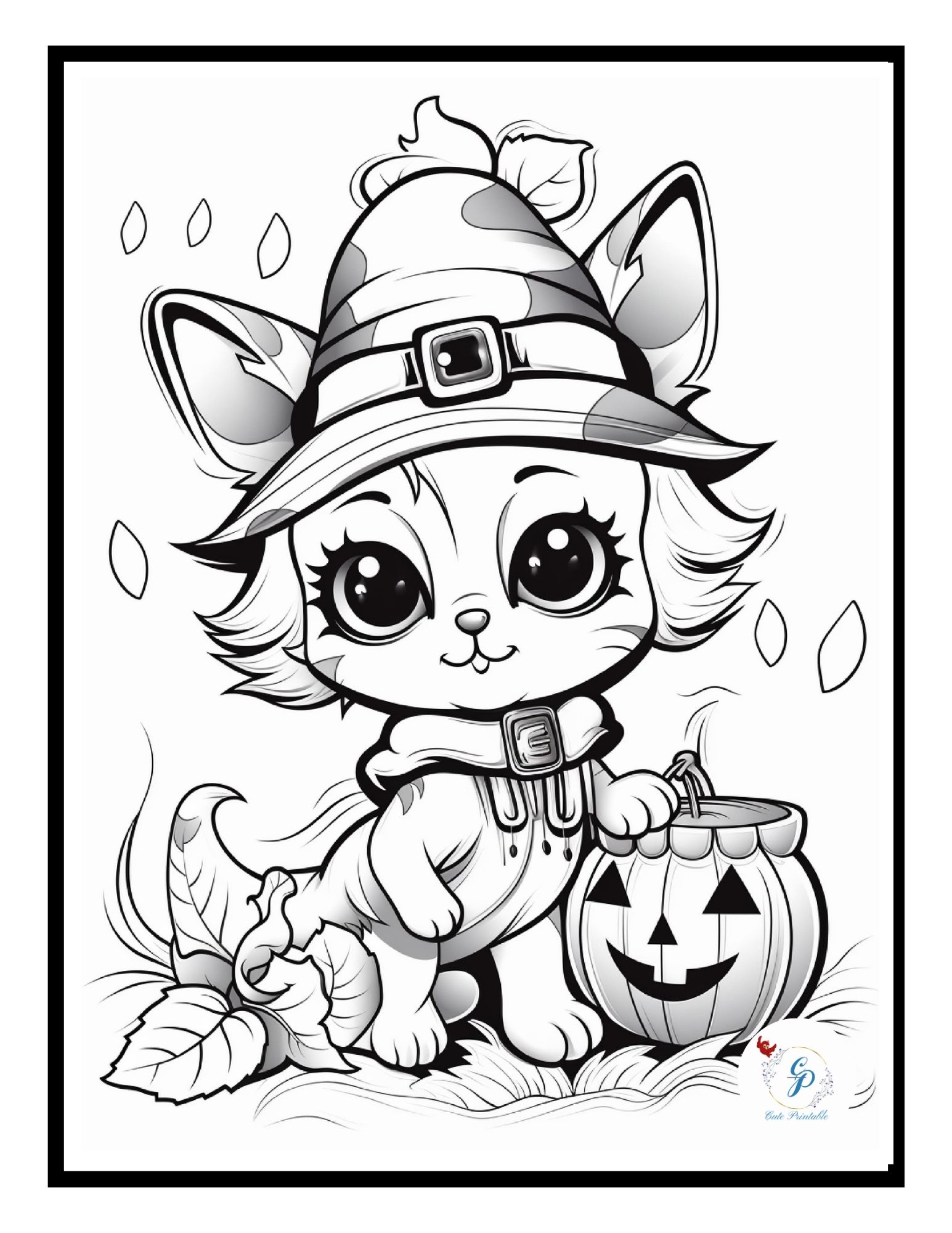 Halloween Cat Coloring Pages for Kids & Adults | Cute Printable