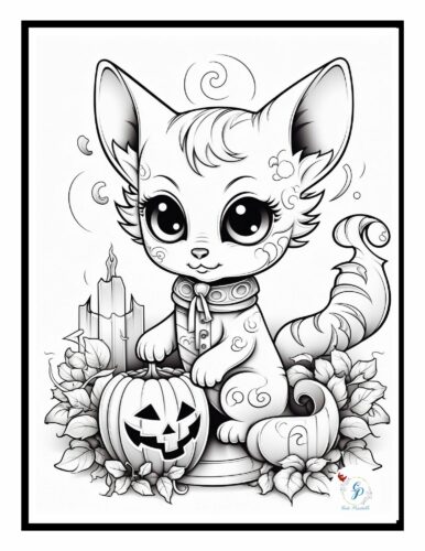 Halloween Cat Coloring Pages for Kids & Adults | Cute Printable