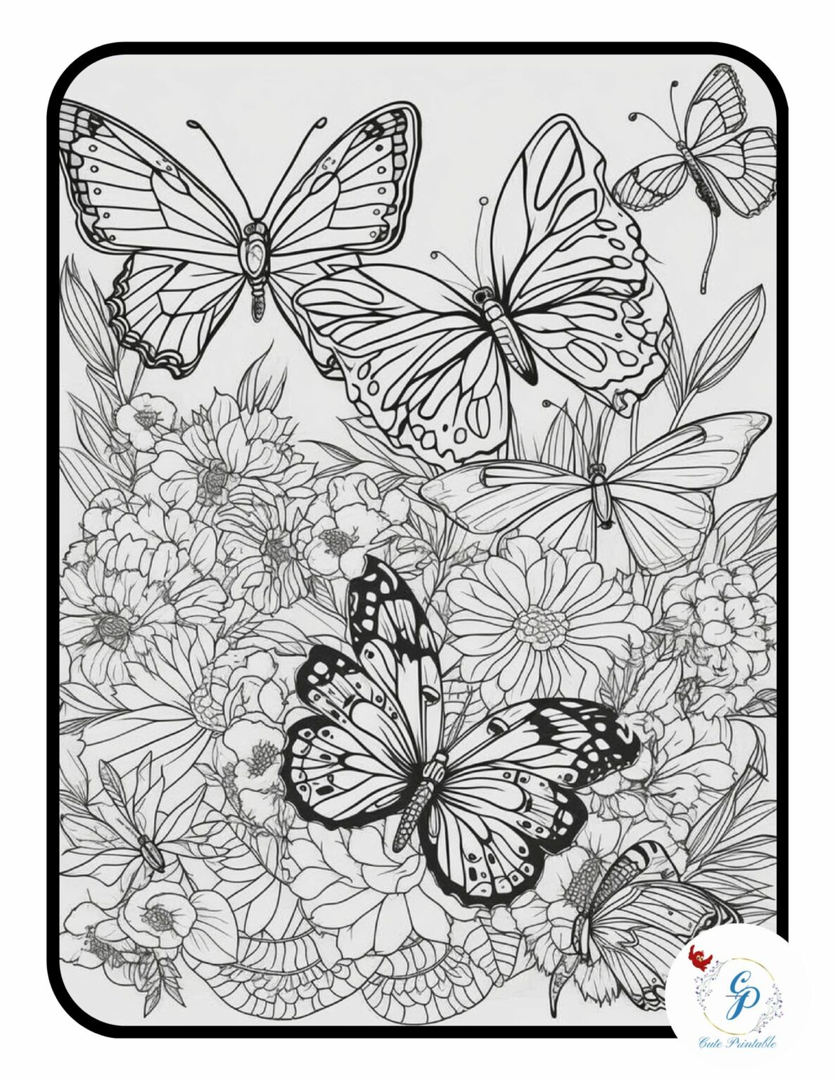 Butterfly Coloring Pages For Kids & Adults | Cute Printable
