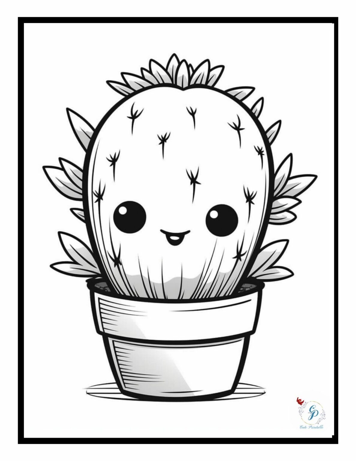 60 Cute Kawaii Cactus Coloring Pages | Cute Printable