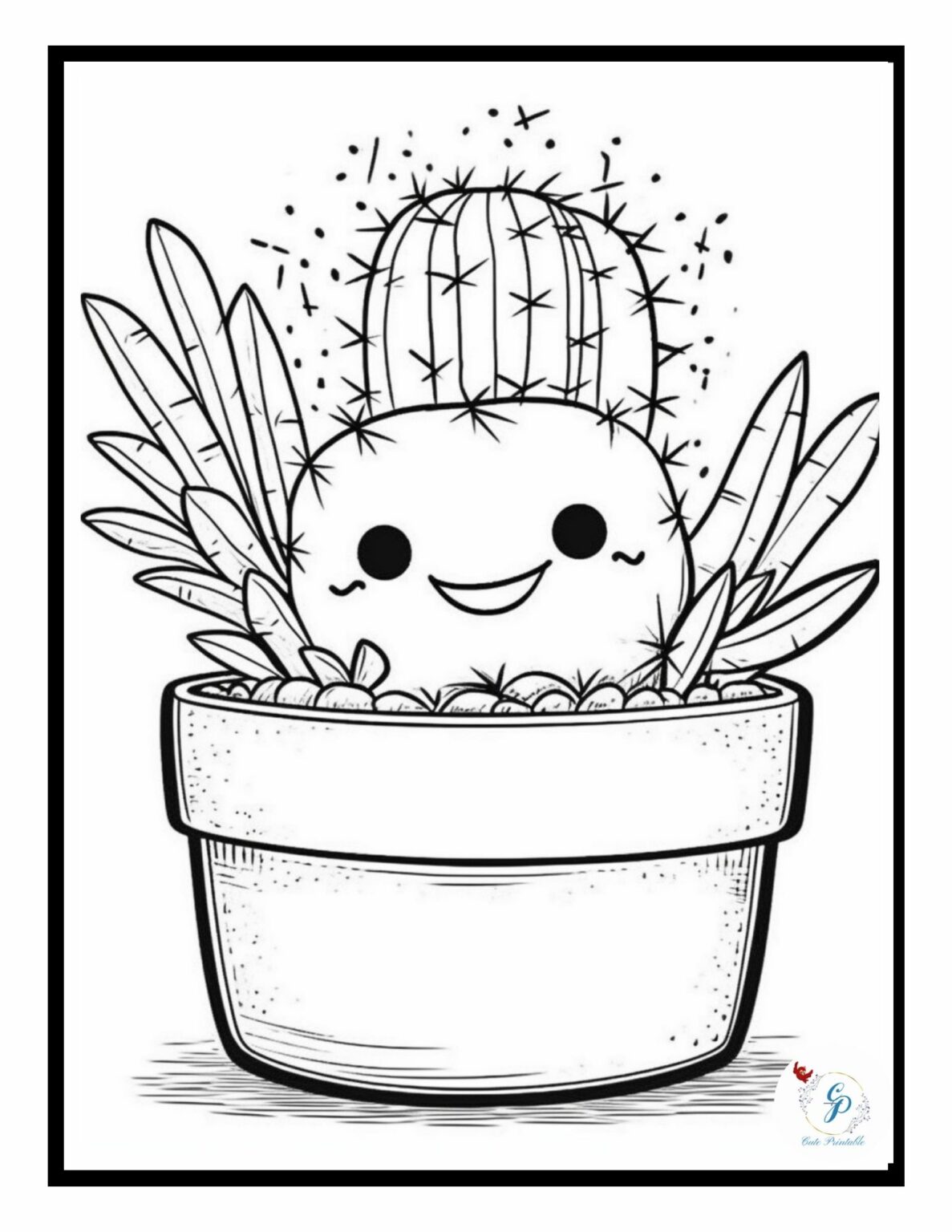 60 Cute Kawaii Cactus Coloring Pages | Cute Printable