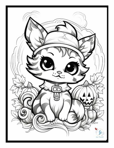 Halloween Cat Coloring Pages for Kids & Adults | Cute Printable