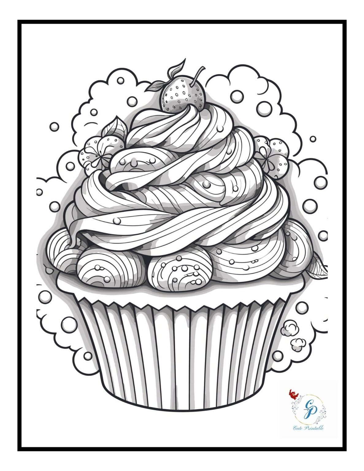 129+ Free Printable Christmas Cupcake Coloring Pages
