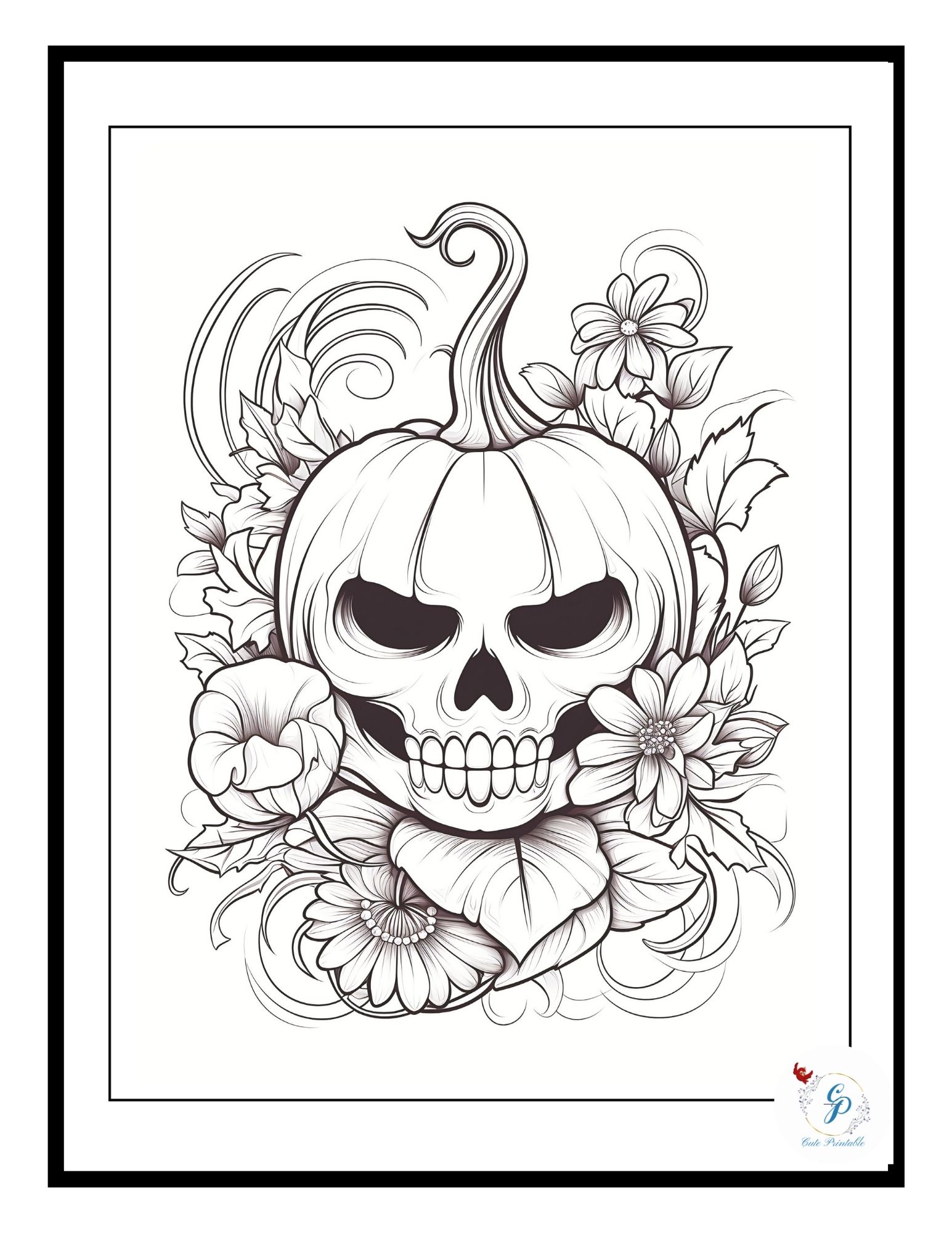 Cute Kids & Halloween Pumpkins Coloring Pages for Kids